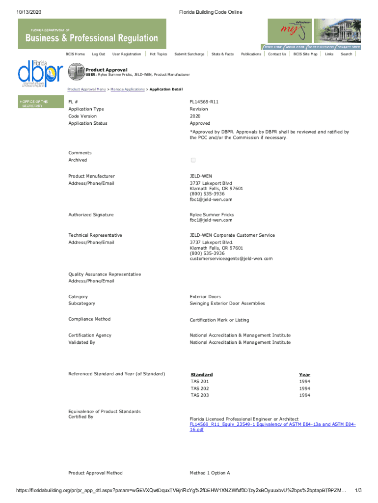 Fillable Online Florida Building - Product Approval Fax Email Print ...