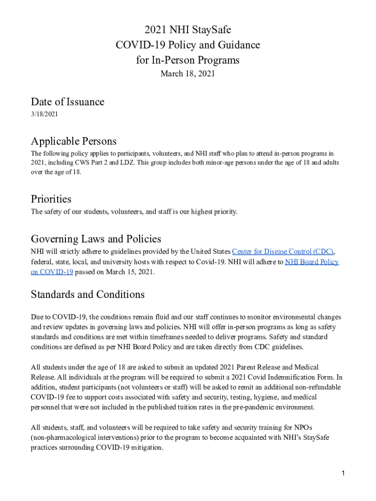 Fillable Online NHI In-Person Program Information - Packet 1 of 3 Fax ...