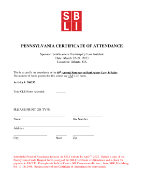 Fillable Online Pennsylvania Certificate of Attendance Fax Email Print ...