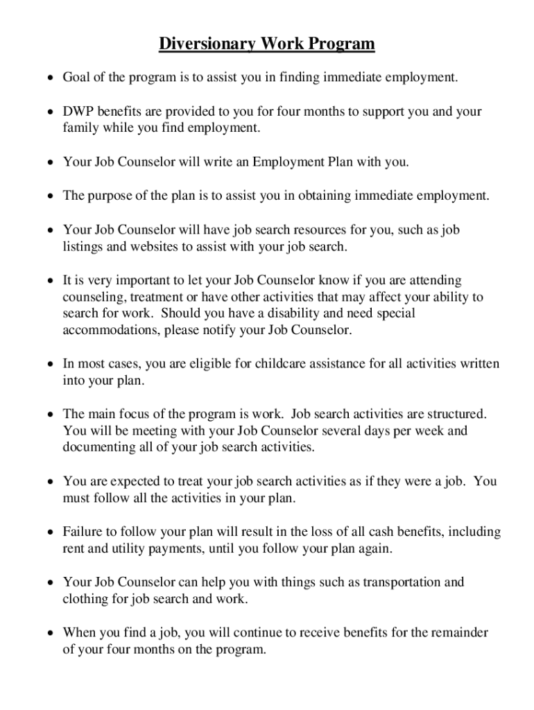 Fillable Online Diversionary Work Program (DWP ES)Scott County, MN Fax Email Print - pdfFiller