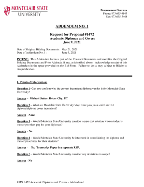 Fillable Online ADDENDUM NO. 1 Request for Proposal #1472 Fax Email Print - pdfFiller