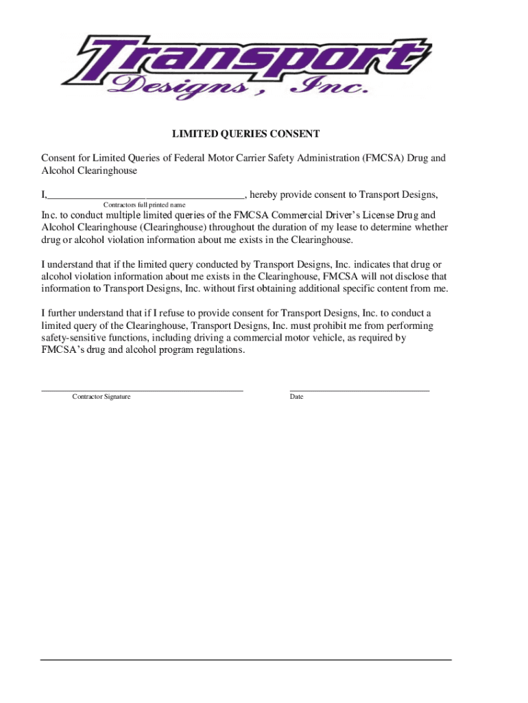 Fillable Online General Consent for Full or Limited Queries of the ...