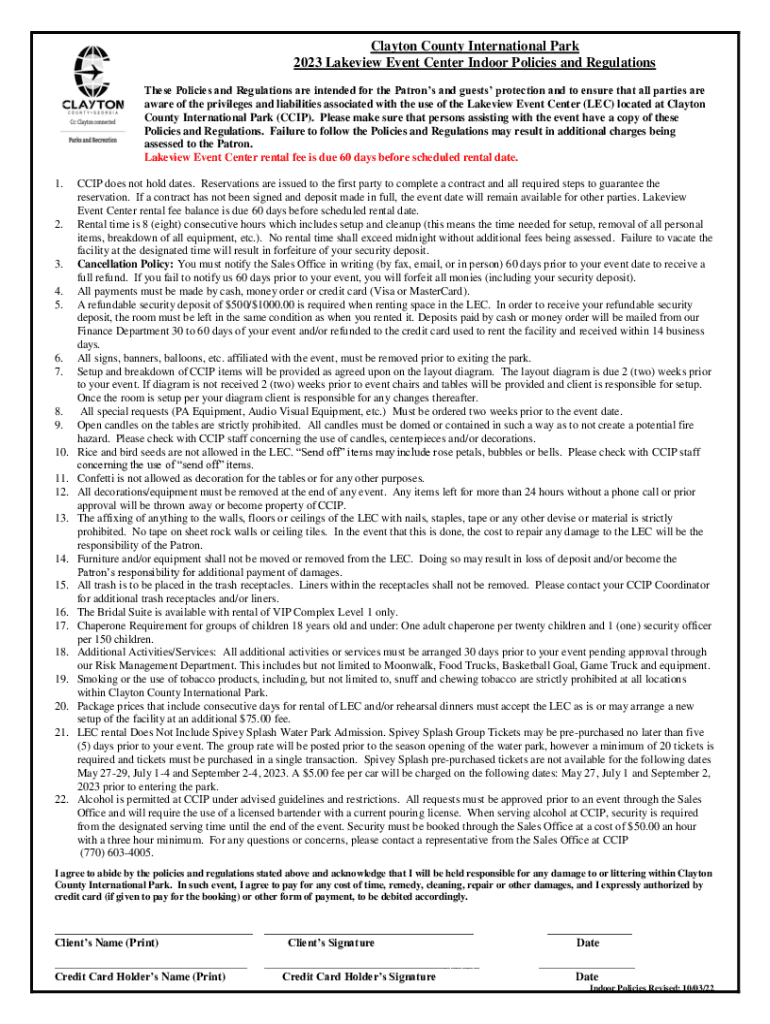 Fillable Online Fillable Online Clayton County International Park Fax Email Print - pdfFiller