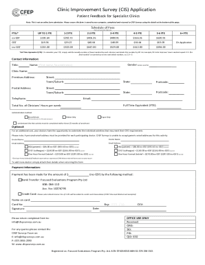 Fillable Online Clinic Improvement Survey (CIS) Application Fax Email ...