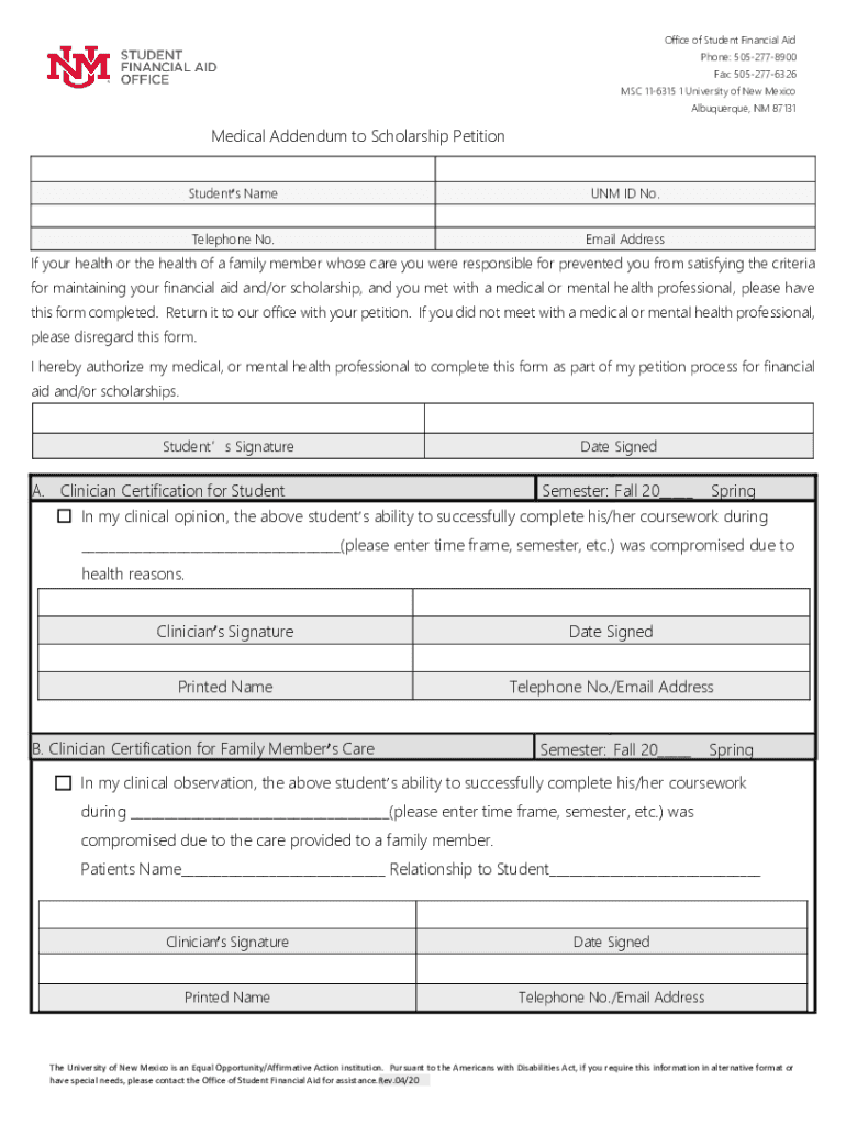 Fillable Online Fillable Online Office of Student Financial Aid Phone ...