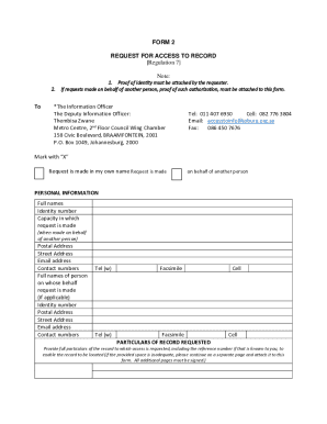 Fillable Online FORM 2 REQUEST FOR ACCESS TO RECORD ... Fax Email Print ...