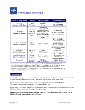Fillable Online To get copies of Medline's Vendor Routing Guide and ...