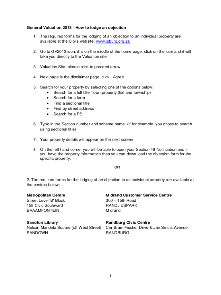 Fillable Online How to lodge an objection 1. The required forms for ... Fax Email Print - pdfFiller