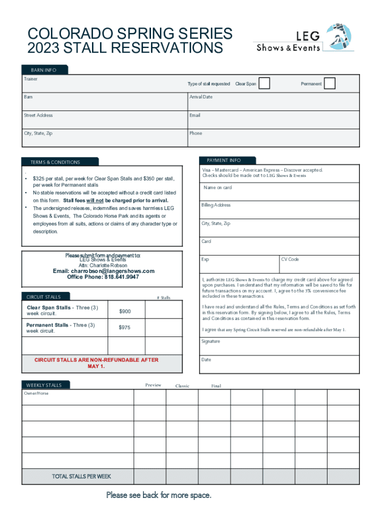 Fillable Online Tent Stabling Packages Now Available for 2022-2023 ...
