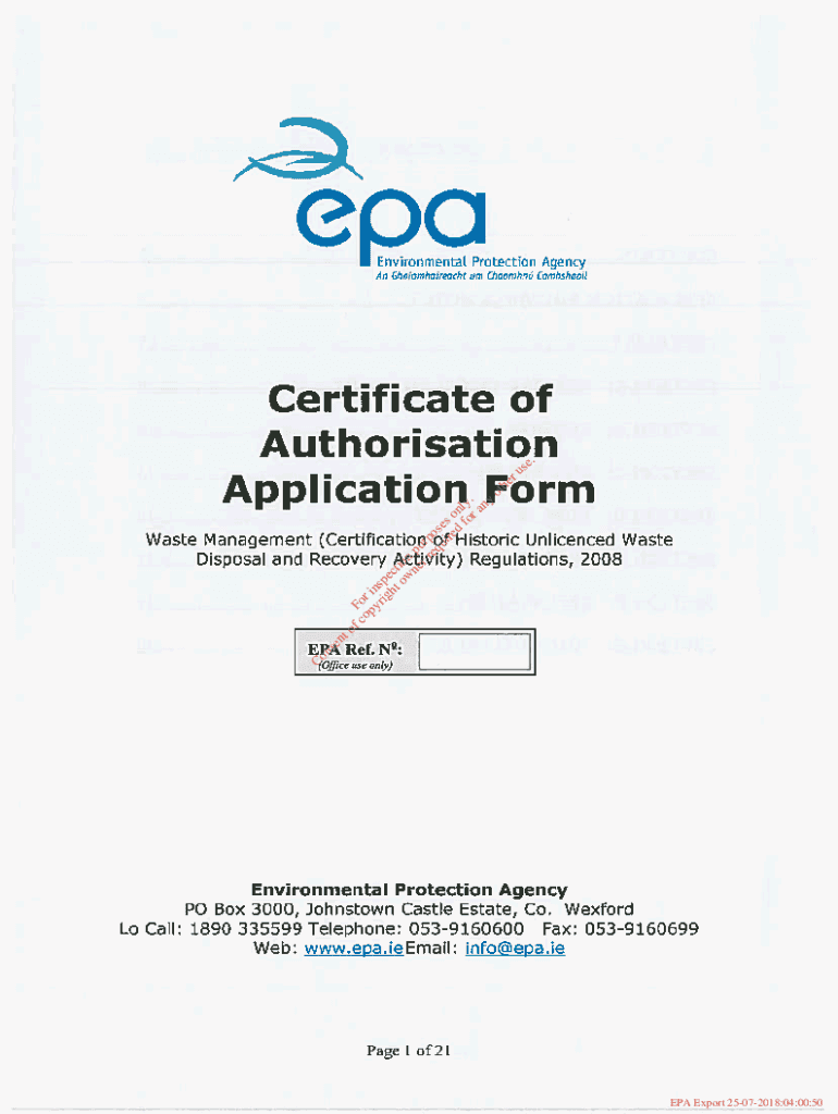 Fillable Online Certificate of Authorisation Application Form Fax Email Print - pdfFiller