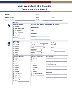 Fillable Online Download an SBAR wound and skin... - Wound Care Advisor Fax Email Print - pdfFiller