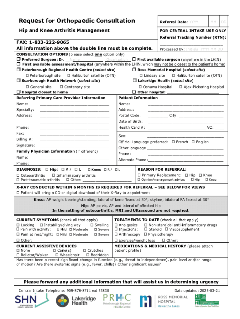 Fillable Online Fillable Online Request for Orthopaedic Fax Email Print ...