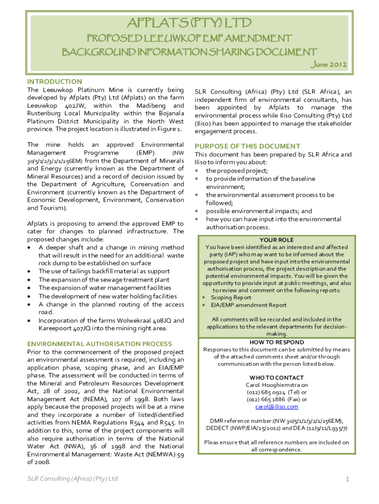 Fillable Online scoping report for the changes to - SAHRIS Fax Email Print - pdfFiller