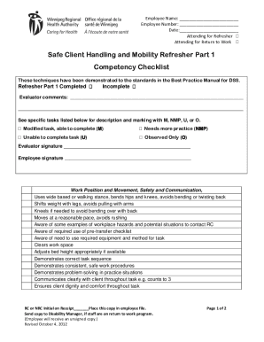 Fillable Online Safe Client Handling and Mobility Refresher Part 1 Fax ...