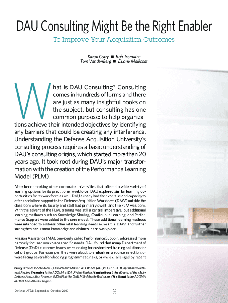 Fillable Online DAU Consulting Might Be the Right Enabler To Improve ...