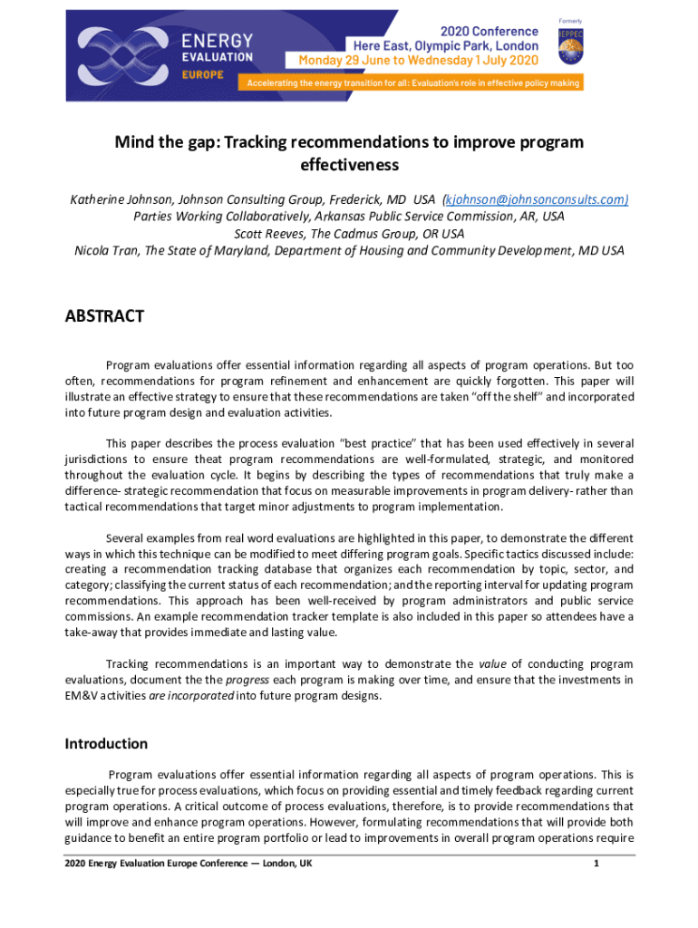 Fillable Online Mind the Gap: Tracking Recommendations to Improve ... Fax Email Print - pdfFiller