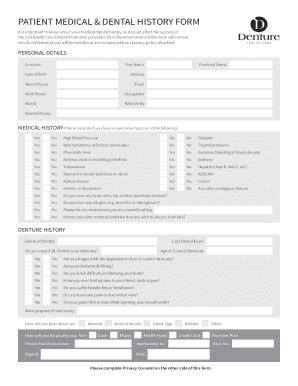 Fillable Online Patient Medical Dental History Form Fax Email Print