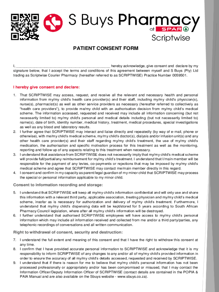 Fillable Online PATIENT CONSENT FORM - Infusion Room Fax Email Print ...