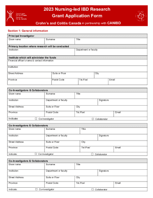 Fillable Online 2023 Nursing-led IBD Research Grant Application Form Fax Email Print - pdfFiller