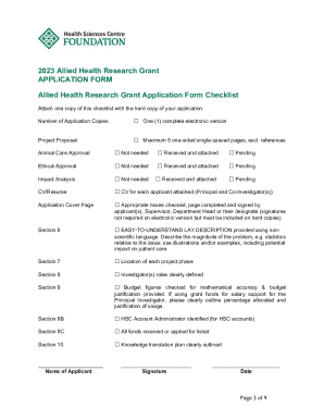 Fillable Online 2023 Allied Health Research Grant APPLICATION FORM Fax ...
