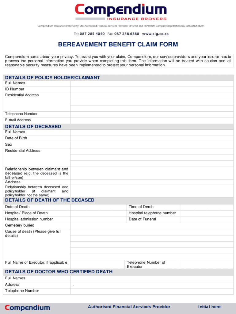 Fillable Online How To File An Insurance Death Claim - Life Insurance ...