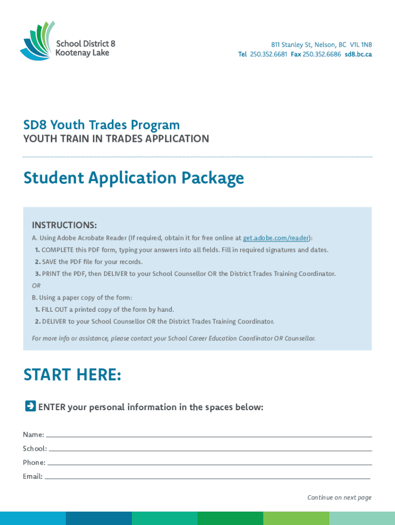 Fillable Online Student Application Package START HERE: Fax Email Print - pdfFiller