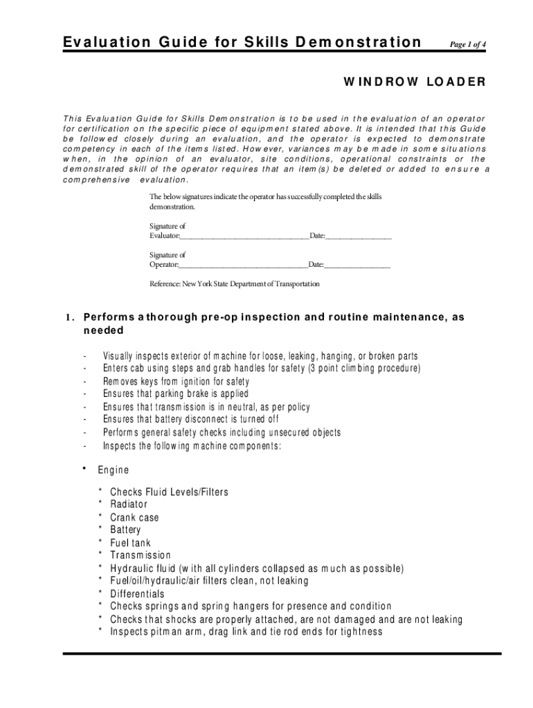 Fillable Online Evaluation Guide for Skills Demonstration Fax Email ...