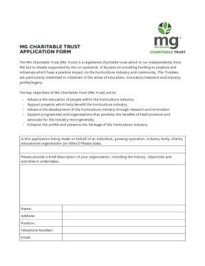 Fillable Online MG CHARITABLE TRUST APPLICATION FORM Fax Email Print ...