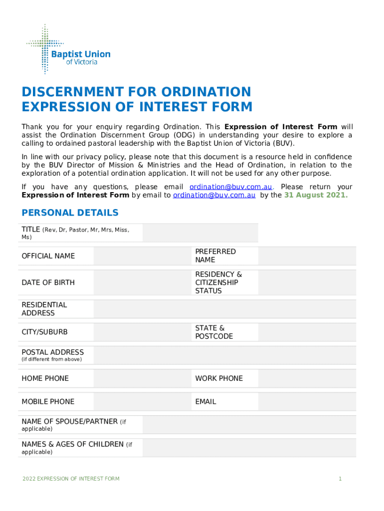 STEPS IN LOCAL DISCERNMENT FOR ORDINATION OR ... Doc Template | pdfFiller