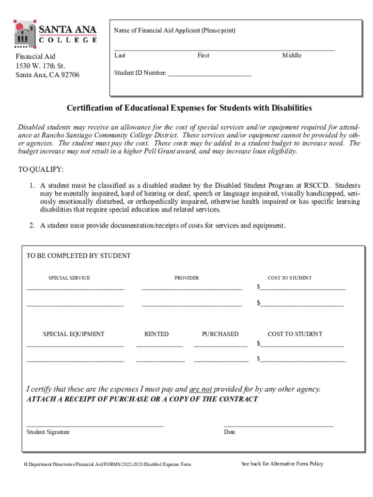 Fillable Online 2022-2023 Disabled Expense Form.pub Fax Email Print ...