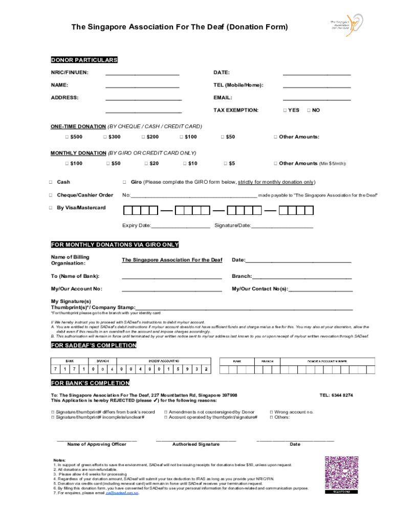 Fillable Online sadeaf org The Singapore Association For The Deaf ...