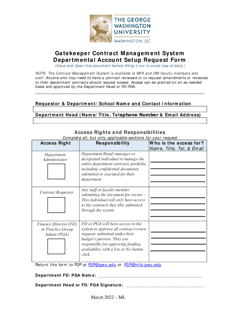 Fillable Online Departmental Account Setup Request Form Fax Email Print - pdfFiller