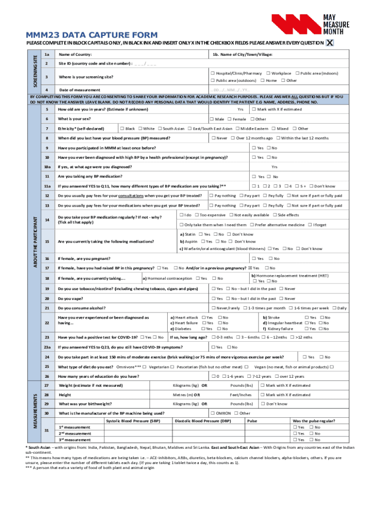 Fillable Online MMM23 DATA CAPTURE FORM Fax Email Print - pdfFiller