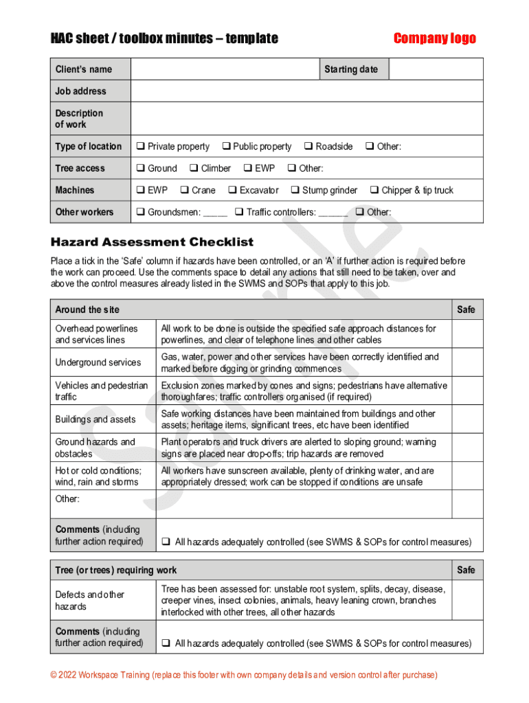 Fillable Online Excerpt from template version of - Safe Work Method ...