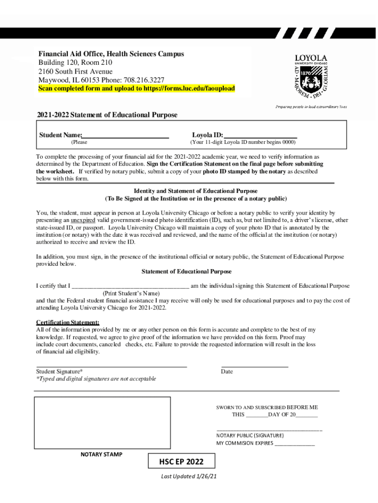 Fillable Online ssom luc Financial Aid Office - Stritch School of ...