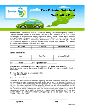 Fillable Online Zero Emission Vehicle(s) Verification Form Fax Email ...