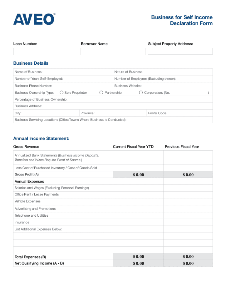 Fillable Online Business for Self Income Declaration Form Fax Email ...