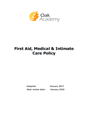 Fillable Online First Aid, Medical & Intimate Care Policy Oak Academy ...