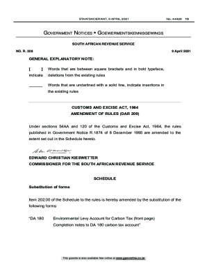 Fillable Online Customs and Excise Act: Amendment of rules (DAR 209 ...