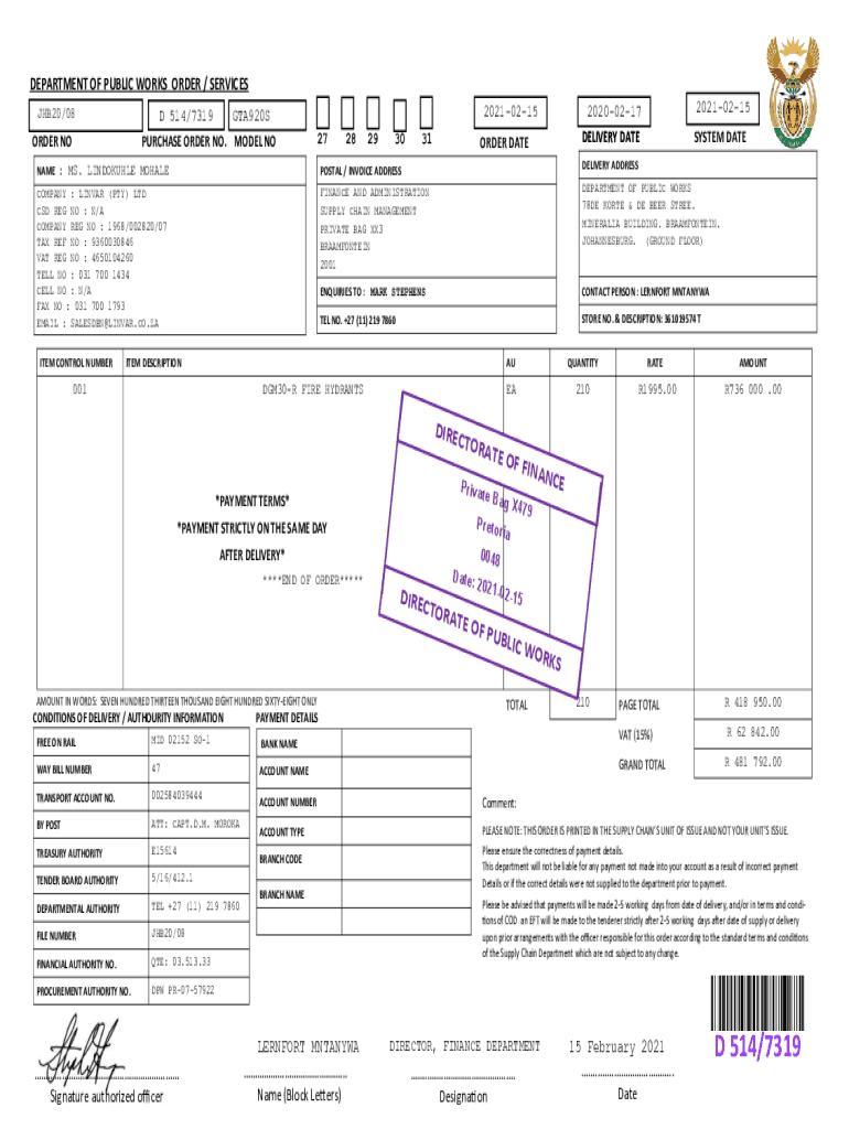 Fillable Online finance office. official order form Fax Email Print ...