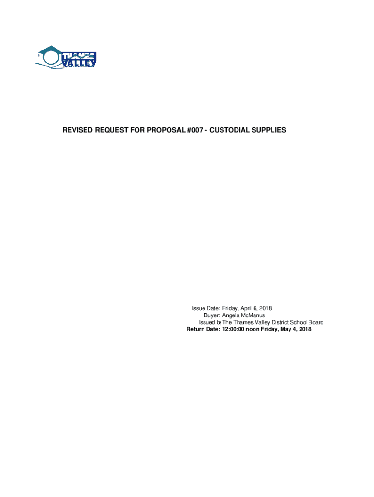 Fillable Online REVISED REQUEST FOR PROPOSAL #007 - CUSTODIAL ... Fax ...