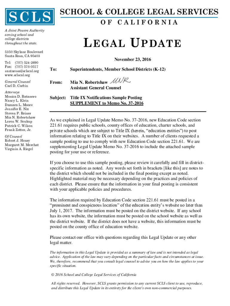 Fillable Online LEGAL UPDATE Fax Email Print - pdfFiller