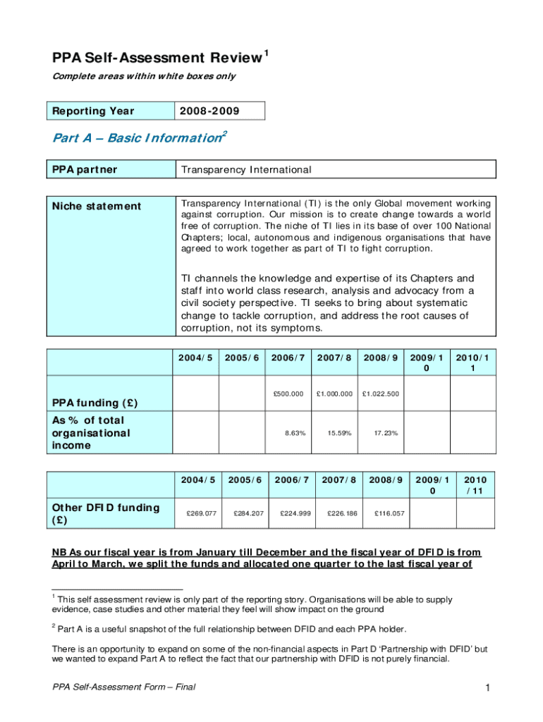 Fillable Online PPA Self assessment Form- TI FINAL.DOC Fax Email Print ...