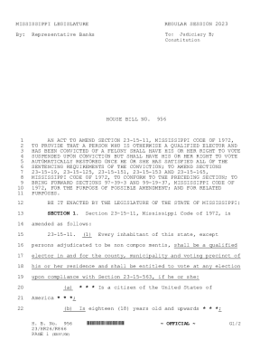 Fillable Online billstatus ls state ms HB 956 Fax Email Print - pdfFiller