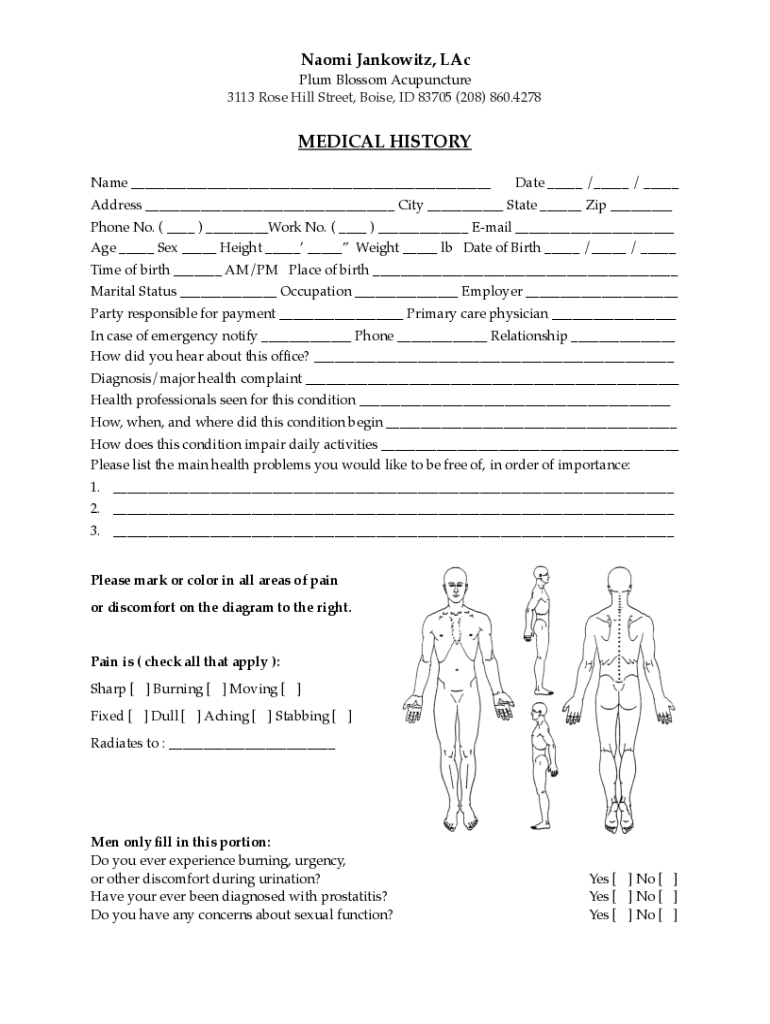 Fillable Online Patient Intake Holistic Health Assessment Fax Email ...