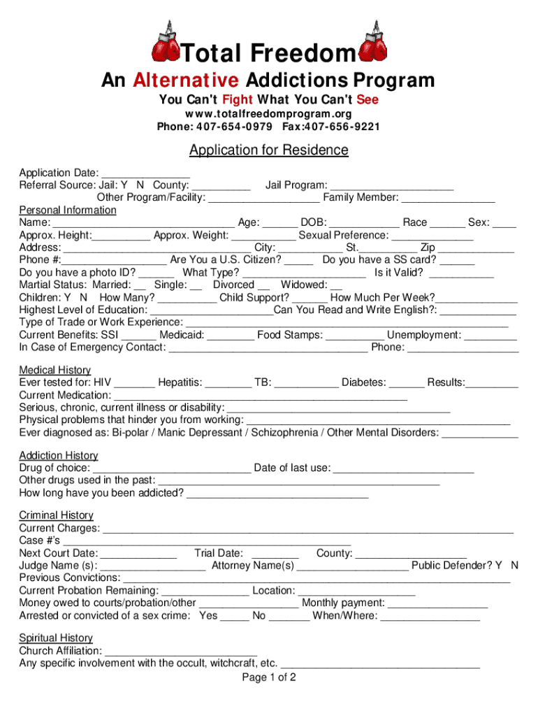 Fillable Online Application Form Total Freedom Fax Email Print - pdfFiller