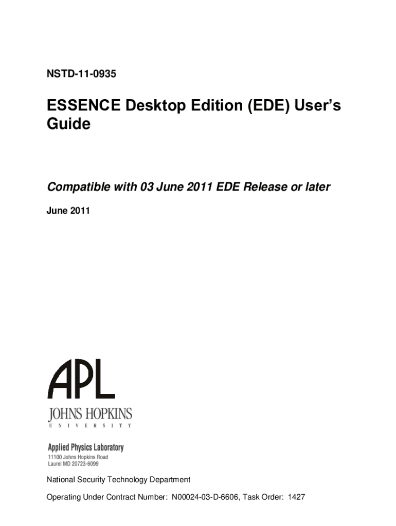 Fillable Online NSTD-10-0752. ESSENCE Desktop Edition (EDE) User's ...