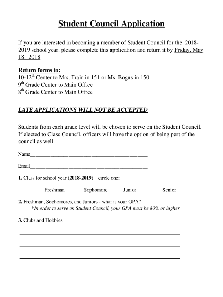 Fillable Online Frontier Middle School Student Council Election ...