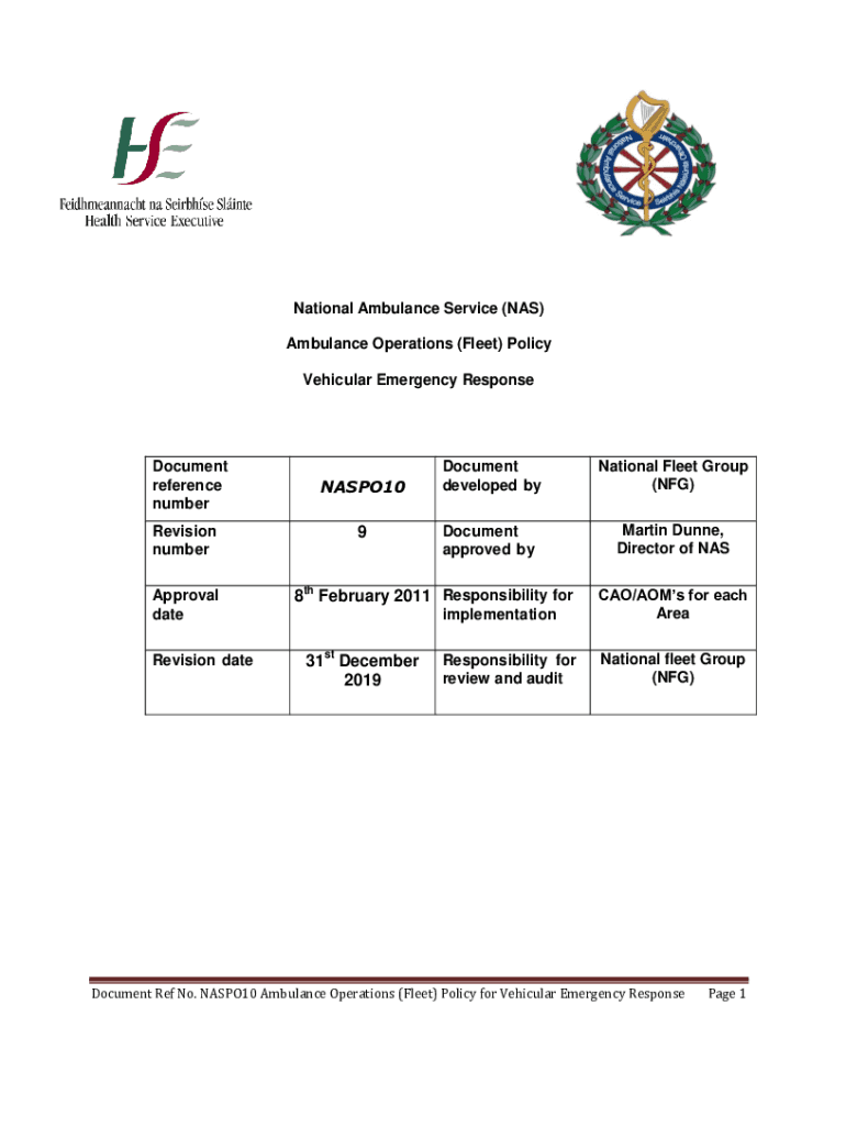 Fillable Online (PDF) Ambulance Operations (Fleet) Procedure Vehicle Fax Email Print - pdfFiller