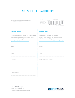 Fillable Online END USER REGISTRATION FORM Fax Email Print - pdfFiller